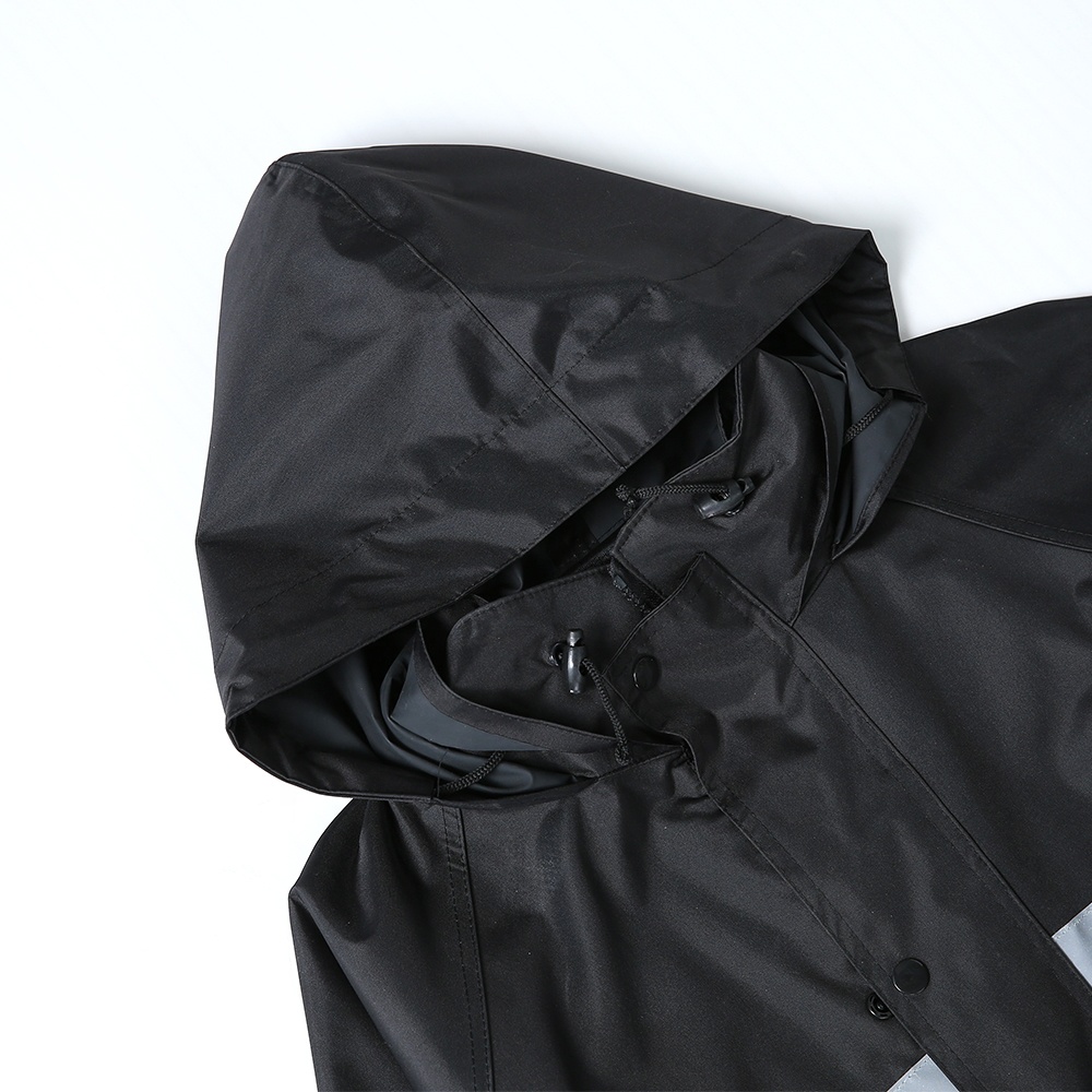 Black waterproof security guard long raincoats
