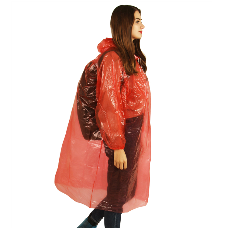 Clear transparent disposable pe raincoat
