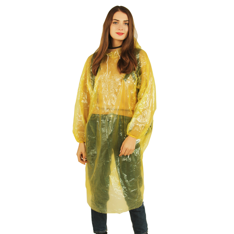 Clear transparent disposable pe raincoat