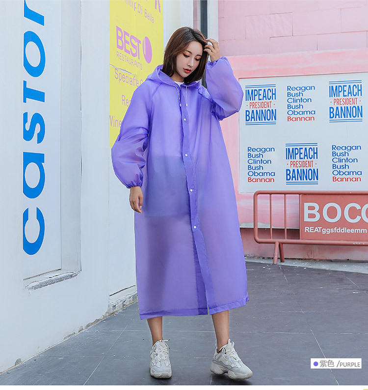 Long sleeves translucent material raincoat for adult