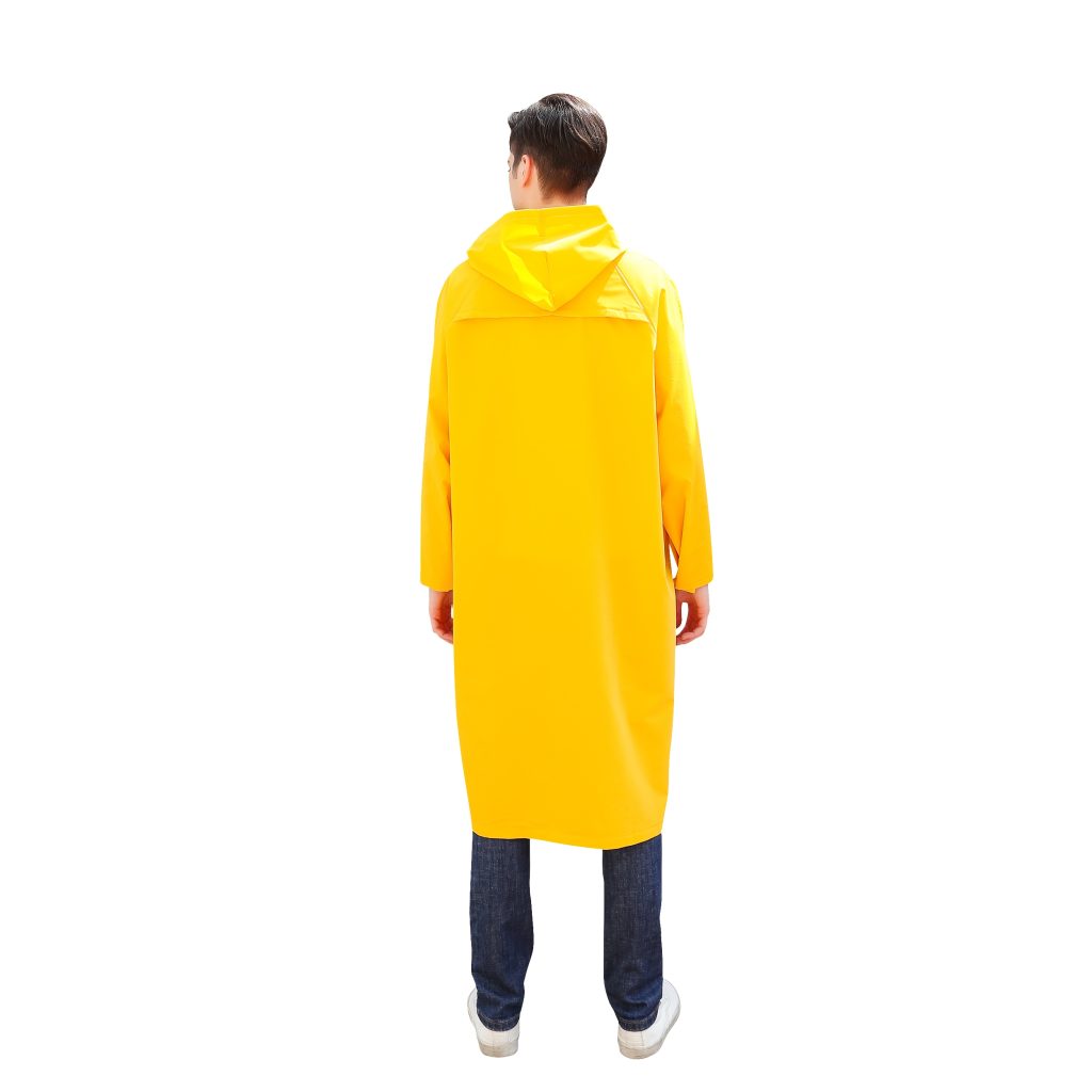 Pvc adults yellow long rubber raincoat