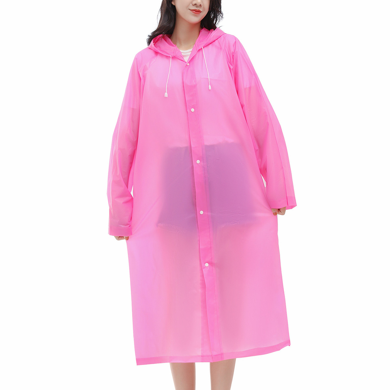 Translucence button eva women raincoat