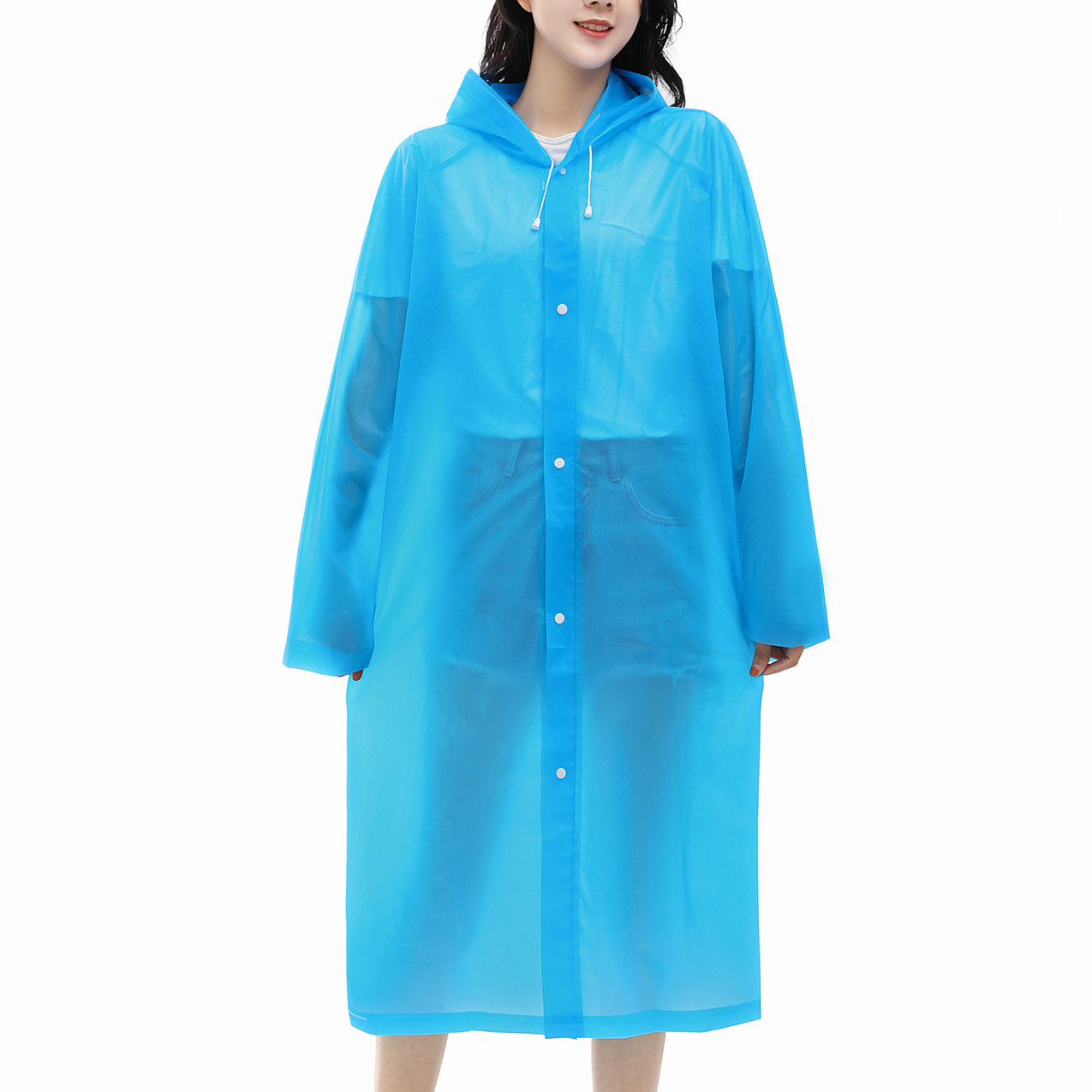 Translucence button eva women raincoat