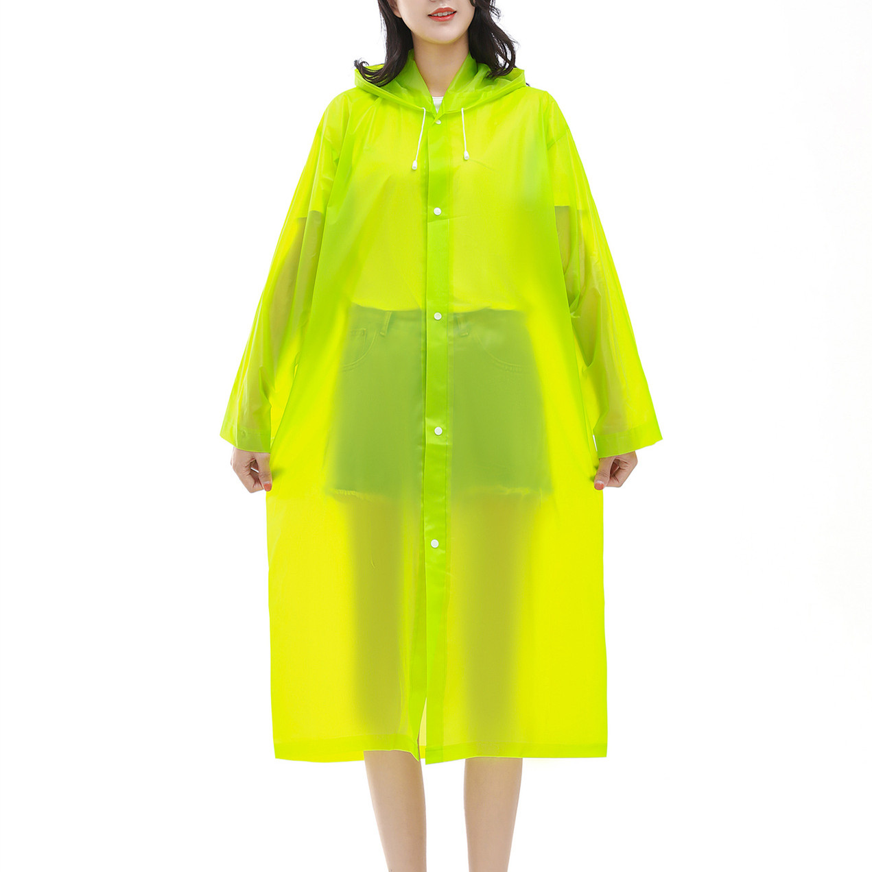 Translucence button eva women raincoat