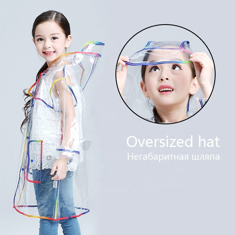 Waterproof kids eva clear plastic raincoat