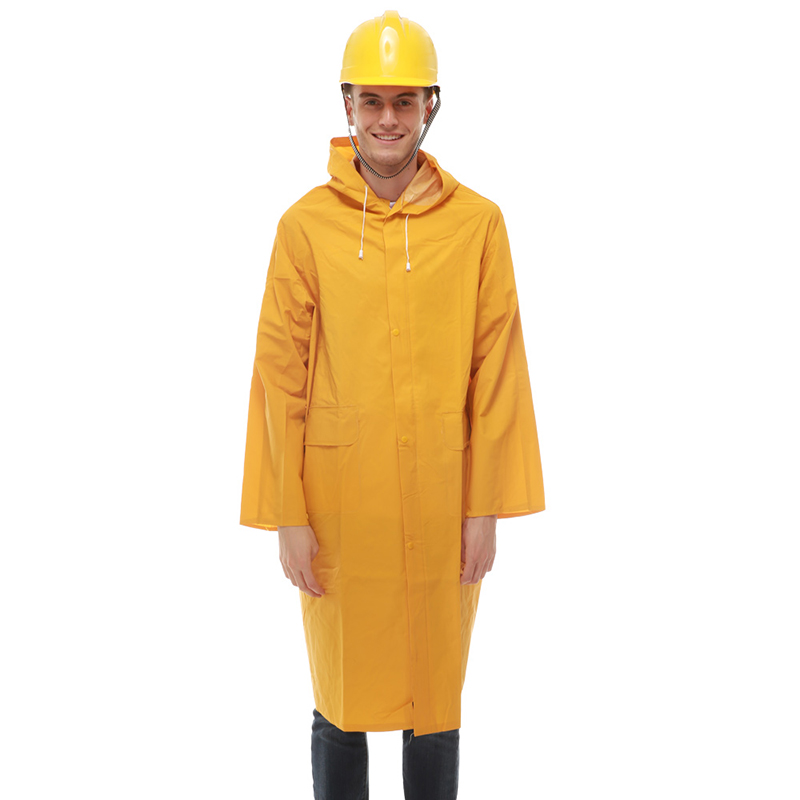 Yellow water proof heavy duty adult raincoat