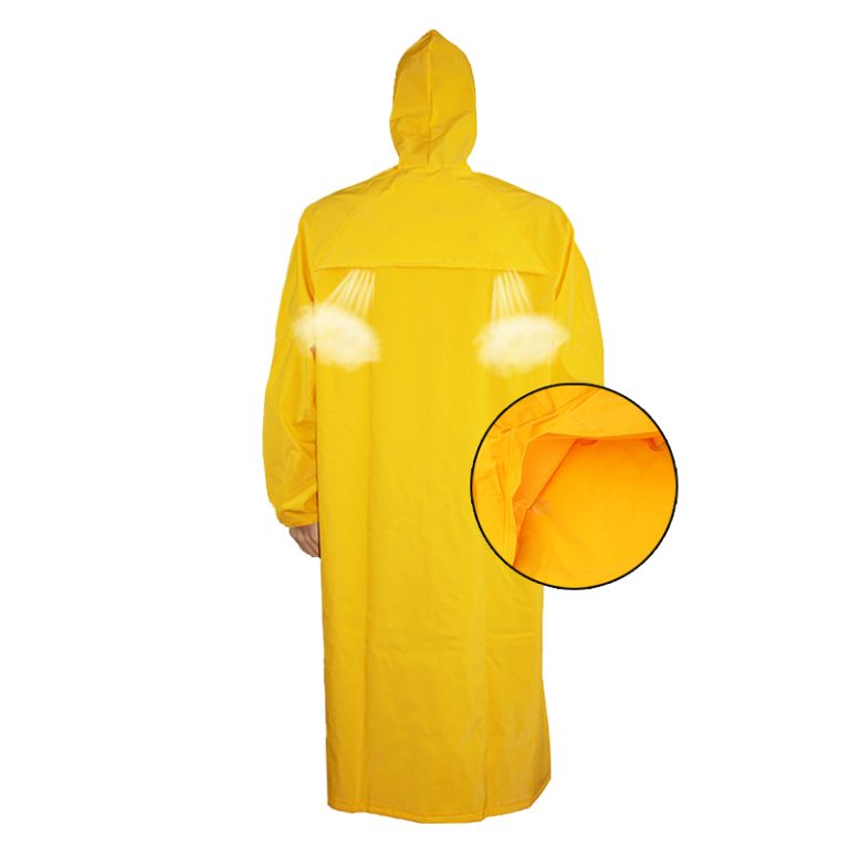 Yellow waterproof heavy duty pvc raincoat